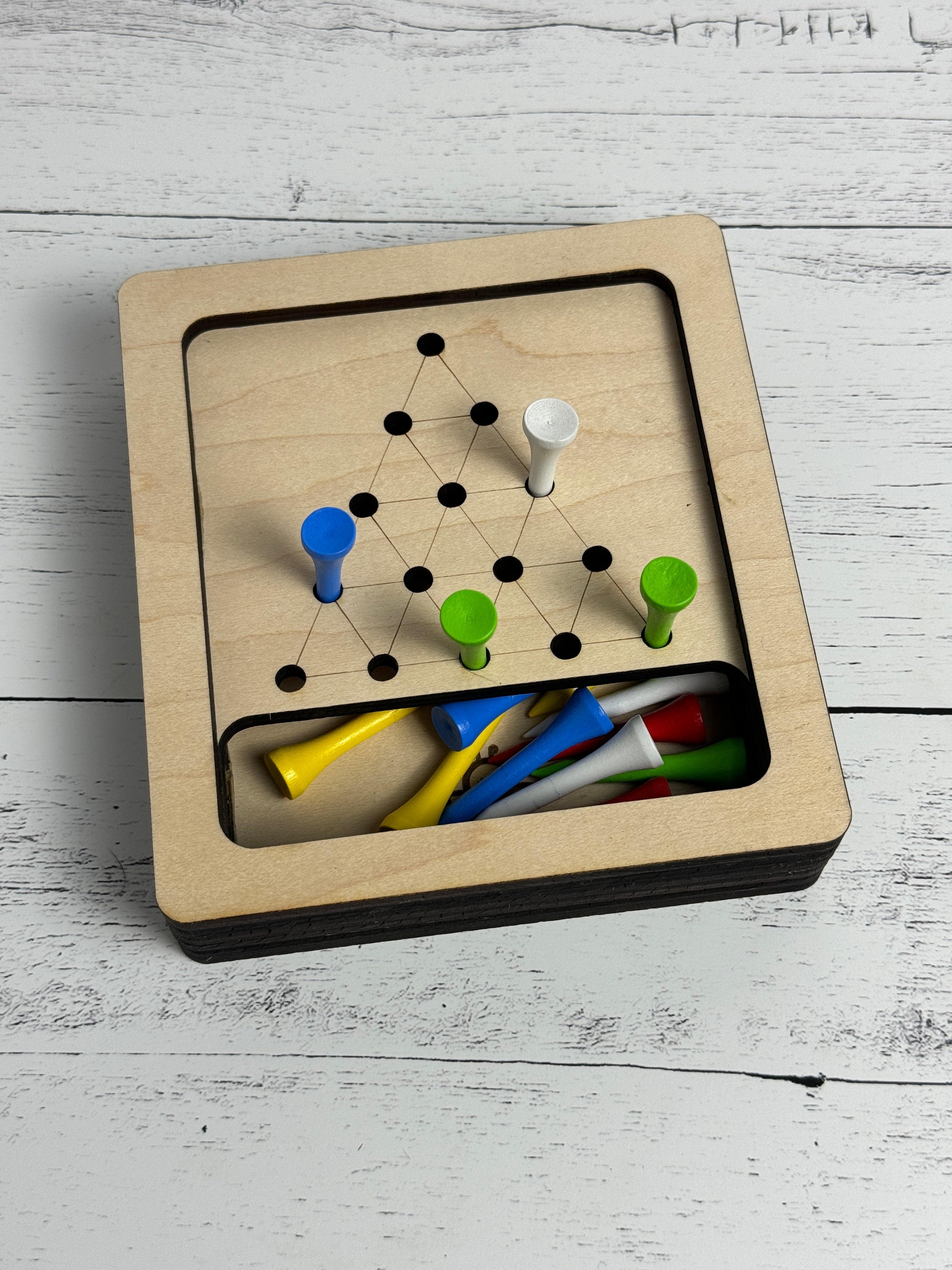 Peg Solitaire travel game – Bees Boards MA